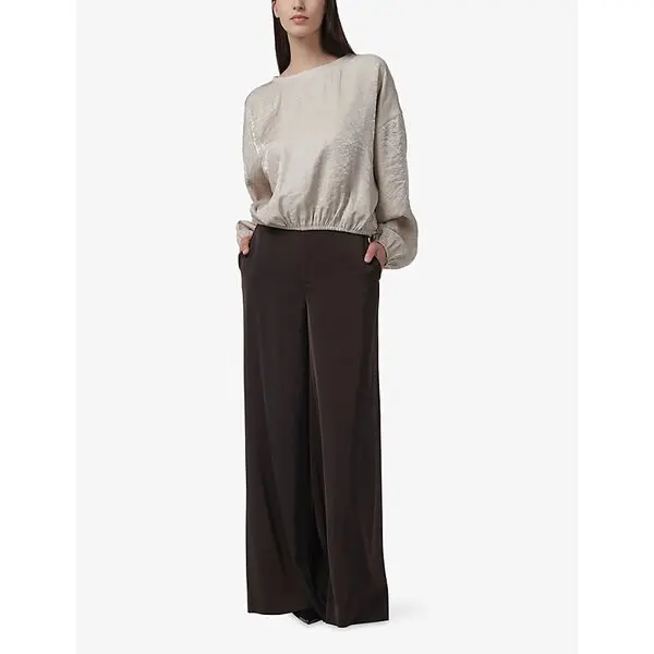 LEEM Round Neck Woven Top With Elasticated Hem