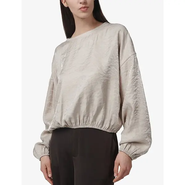 LEEM Round Neck Woven Top With Elasticated Hem