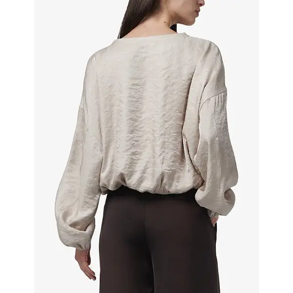 LEEM Round Neck Woven Top With Elasticated Hem