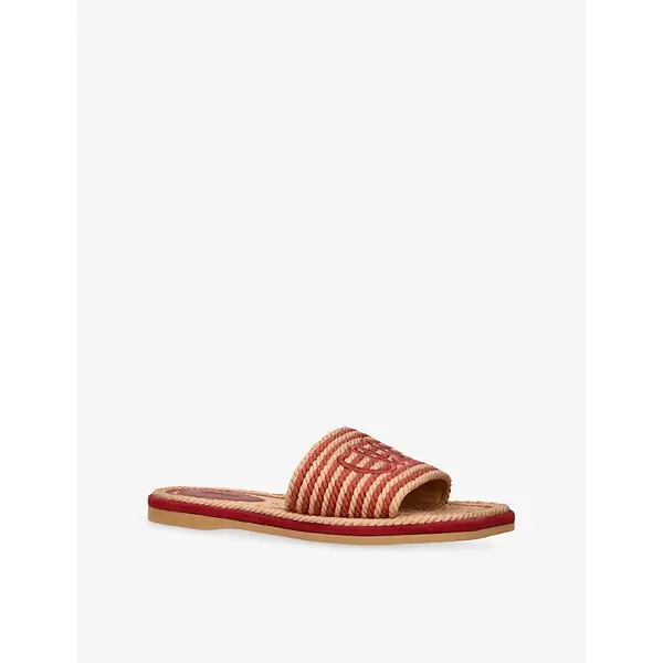 Chloé Striped Raffia Flat Sandals - Pink