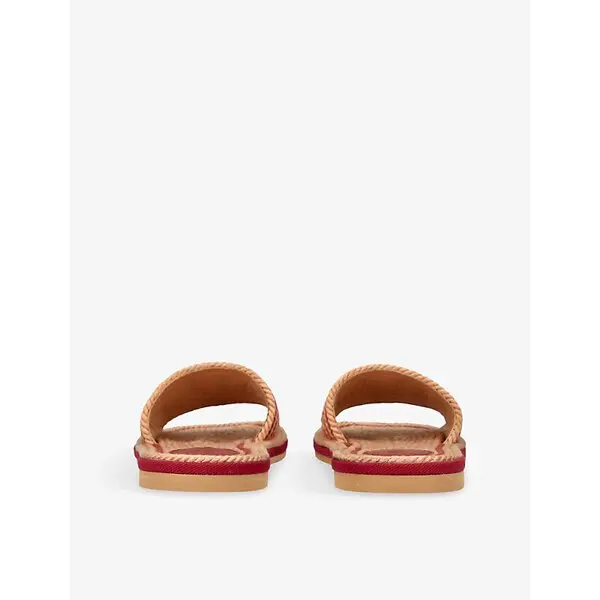 Chloé Striped Raffia Flat Sandals - Pink