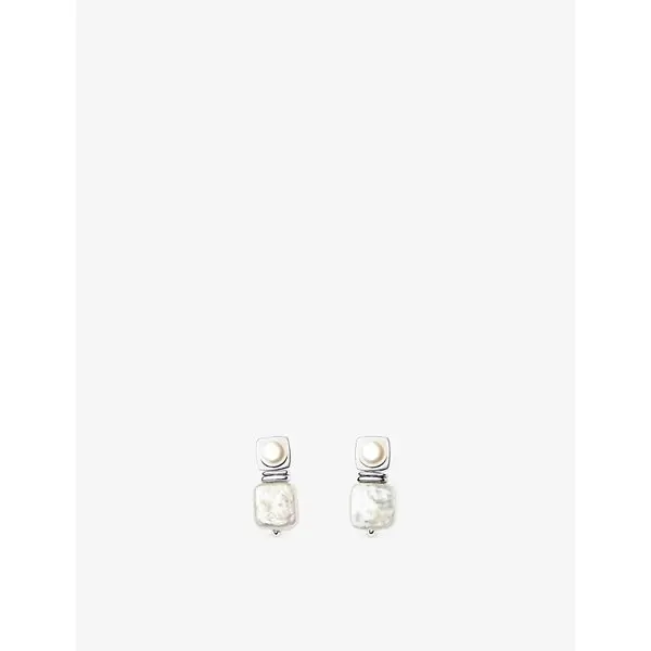 MISSOMA Square Pearl Drop Earrings - Silver