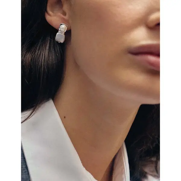 MISSOMA Square Pearl Sterling-plated Brass Drop Earrings
