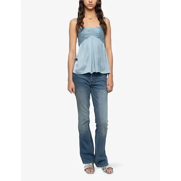 Zadig&Voltaire Cippie V-neck Satin Top - Sky