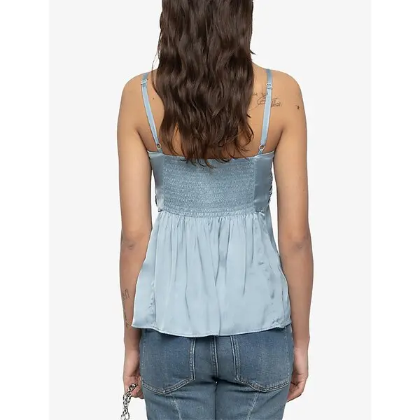 Zadig&Voltaire Cippie V-neck Satin Top - Sky