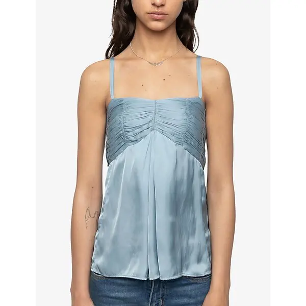 Zadig&Voltaire Cippie V-neck Satin Top - Sky