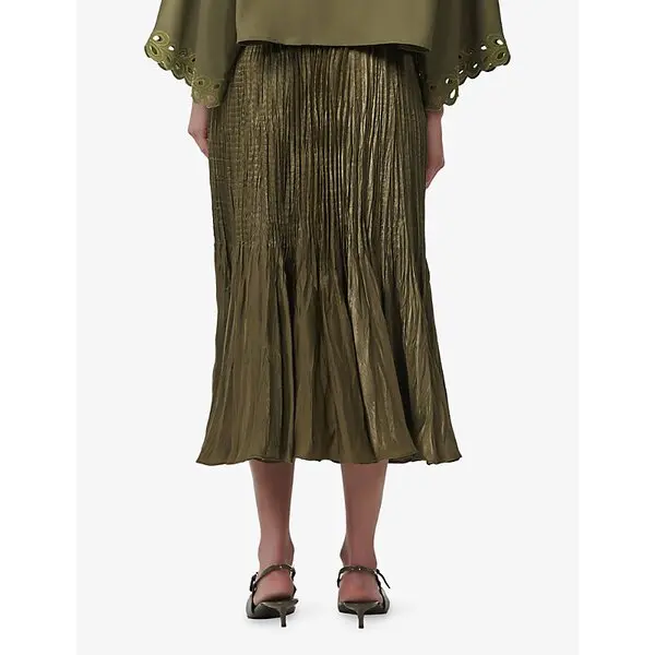 LEEM Pleated Elasticated-waist Woven Midi Skirt