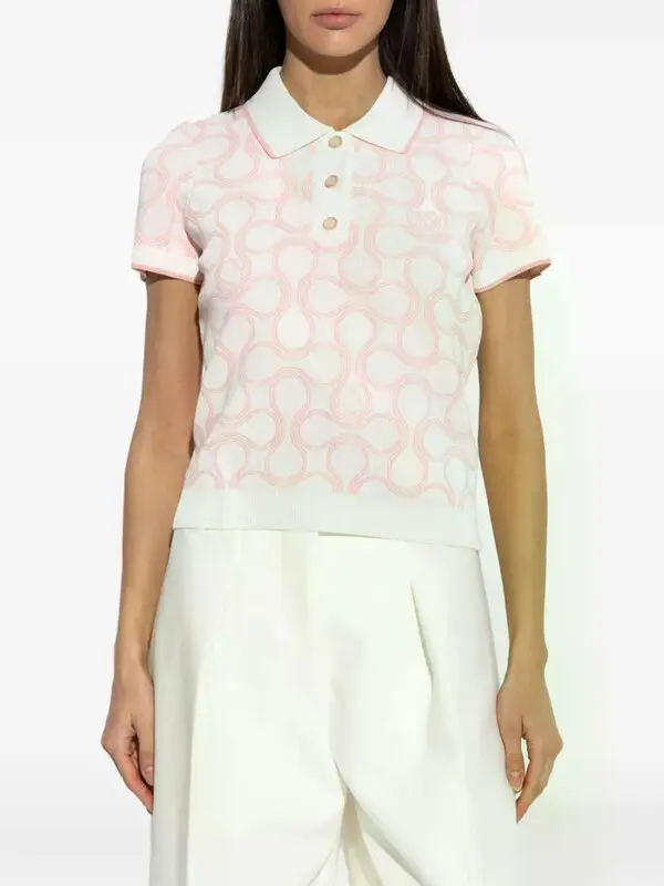 Casablanca Patterned Knit Polo Top