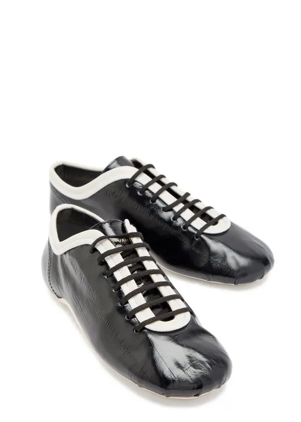Dries Van Noten Crinkled Leather Lace-up Sneakers - Black