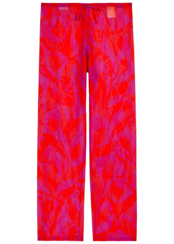 Dries Van Noten Pachas Printed Straight-leg Silk Trousers - Fuchsia