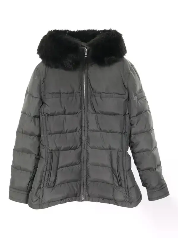 Prada 2010s Hooded Down Jacket With Logo Plate