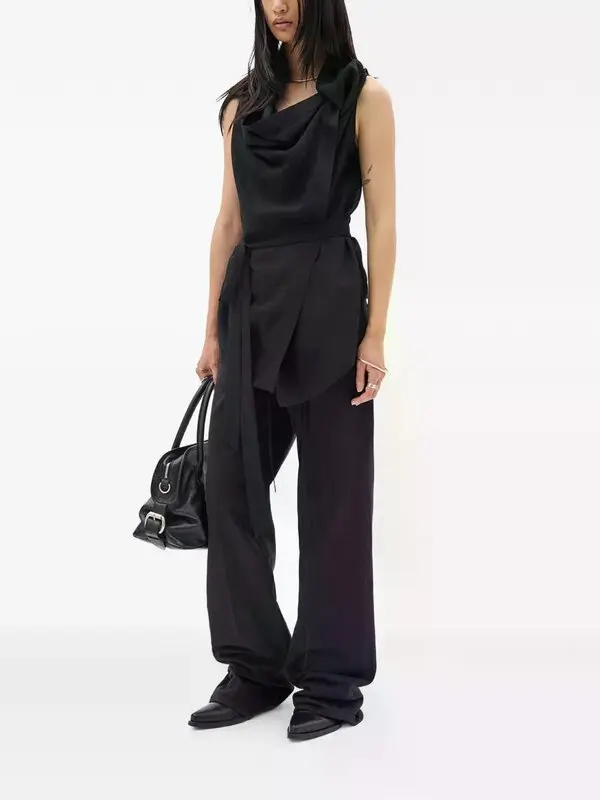 ANN DEMEULEMEESTER Sleeveless Cowl Neck Belted Top