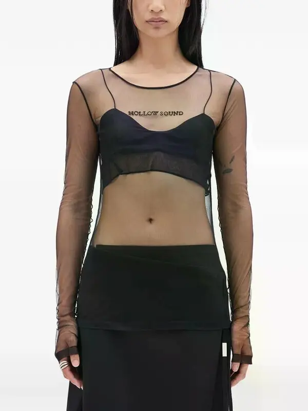 ANN DEMEULEMEESTER Fiene Hollow Sound Tulle T-shirt - Black