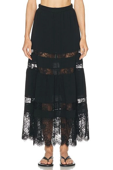 FLEUR DU MAL Adeline Maxi Skirt - Black