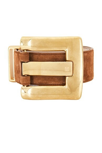 Balmain Anthem 4.5cm Suede Belt - Caramel