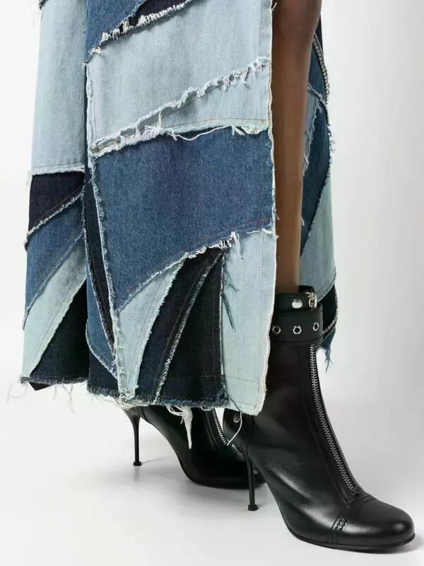 Philipp Plein Denim-patchwork Double-breasted Coat