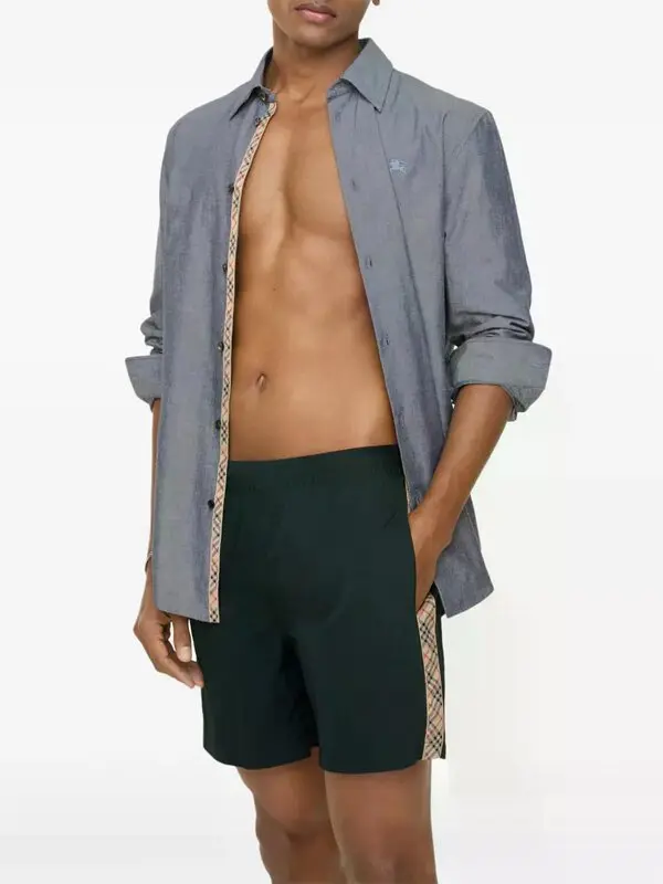 Burberry Check Trim Swim Shorts - Blue