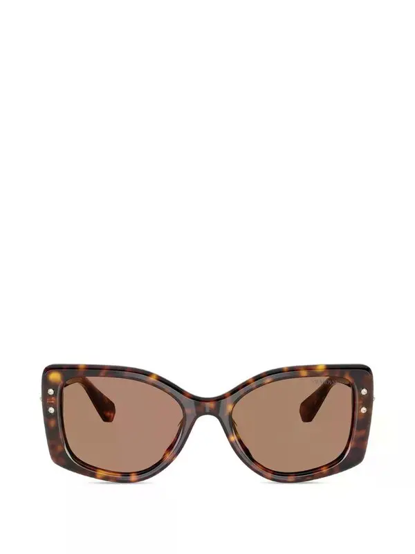 SWAROVSKI Crystal Embellished Square Frame Sunglasses - Brown