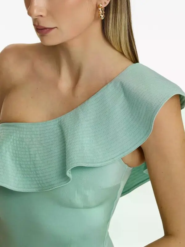 SOFIA ERHAN Grace Ruffled One-shoulder Swimsuit - Green