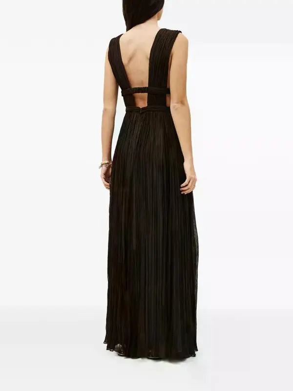 Ba&sh Tania Pleated V-neck Maxi Dress