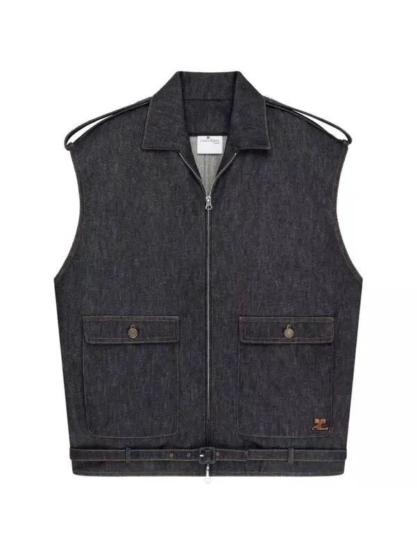 COURREGES Sleeveless Denim Bomber Jacket