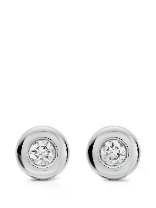 David Yurman Bezel Set Diamond Stud Earrings - Silver
