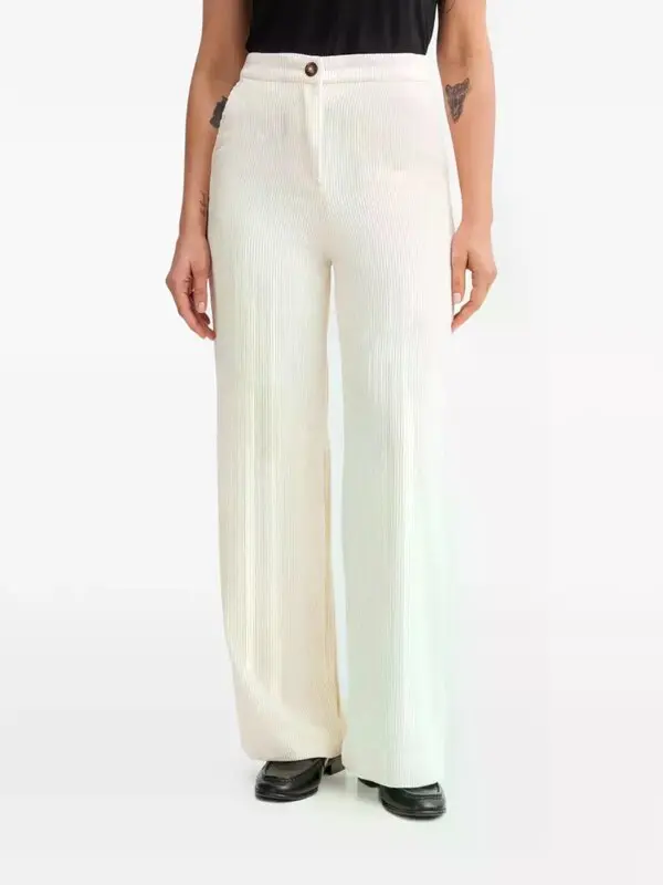 BENETTON Corduroy Wide Leg Trousers - Neutrals