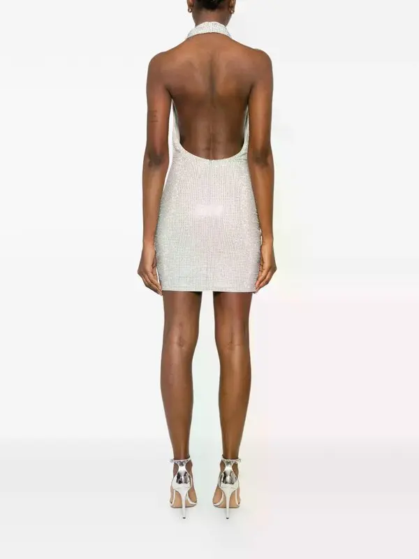 TWENTY FOURHAITCH Halterneck Mini Dress With Cowl Neck - Silver