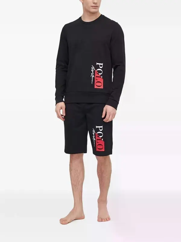 Polo Ralph Lauren Long Sleeve Crewneck Logo Detail Top - Black
