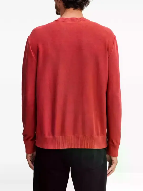 BENETTON Long-sleeved Logo Embroidered Sweater - Red