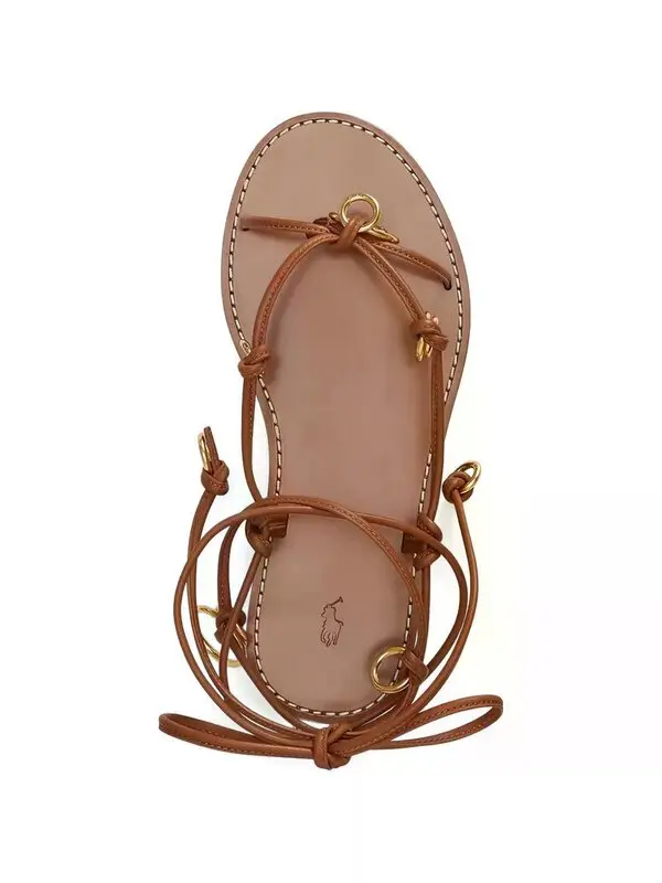 Polo Ralph Lauren Ring-embellished Knot-detail Sandals - Brown