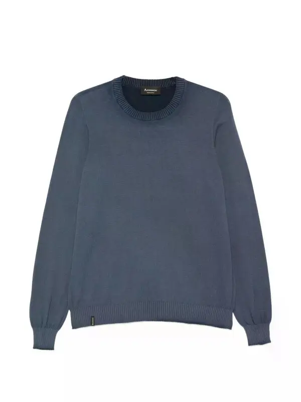 AROVESCIO Round Neck Long Sleeve Sweater - Blue