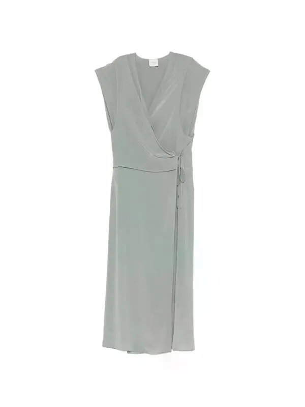 ALYSI V-neck Midi Wrap Dress - Grey