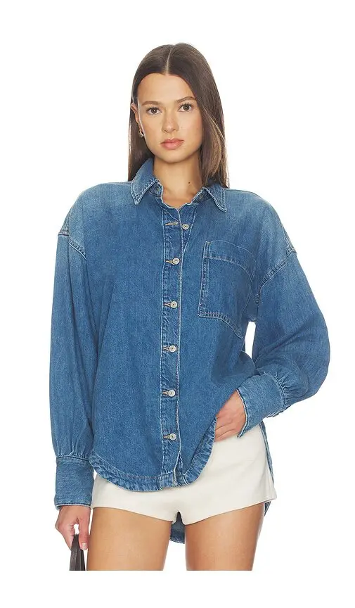 Free People X We The Free Ashley Denim Shirt - Blue