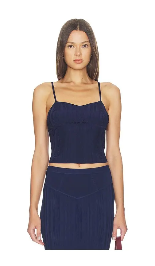 FLEUR DU MAL Rib Darted Cami Top - Navy