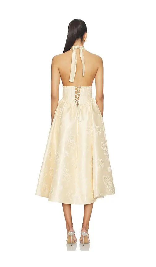 V. CHAPMAN Marilyn Brocade Halter Neck Dress