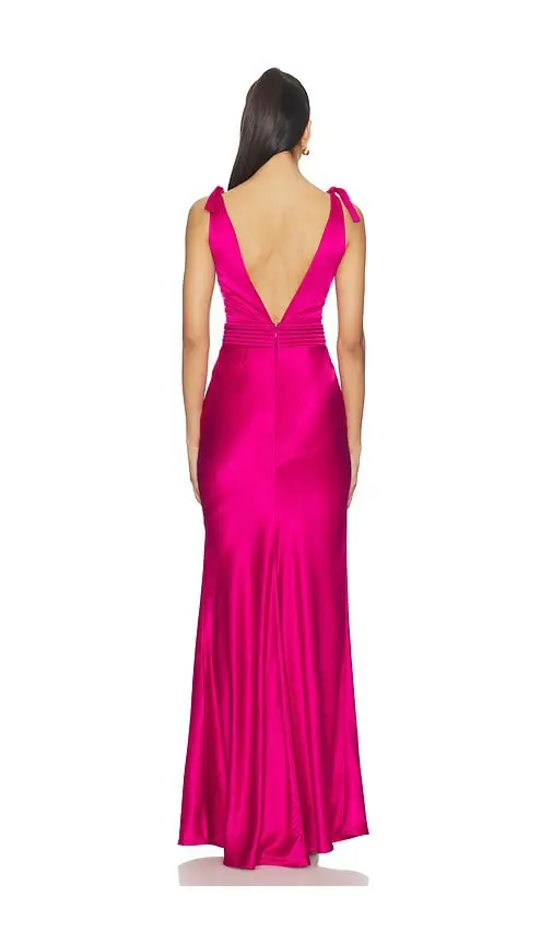 ZHIVAGO Satin Gown With Quilted Trim - Fuchsia