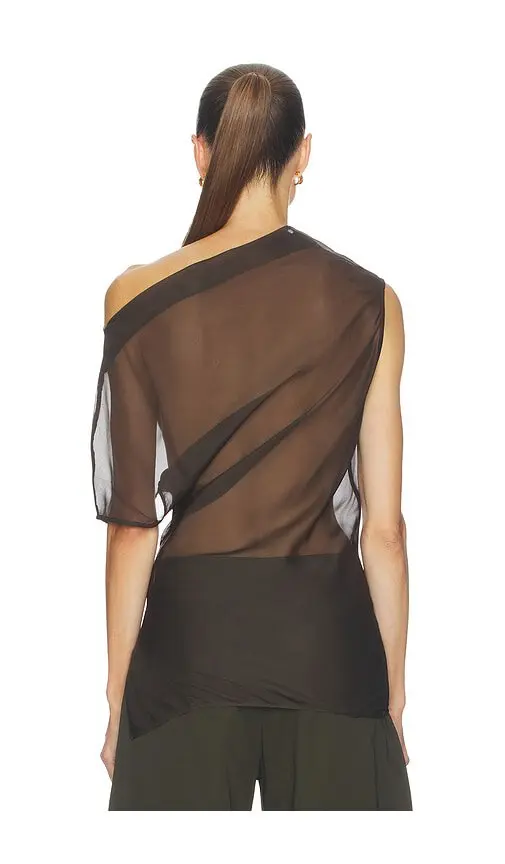 EAVES Saeunn Asymmetrical Draped Top - Brown