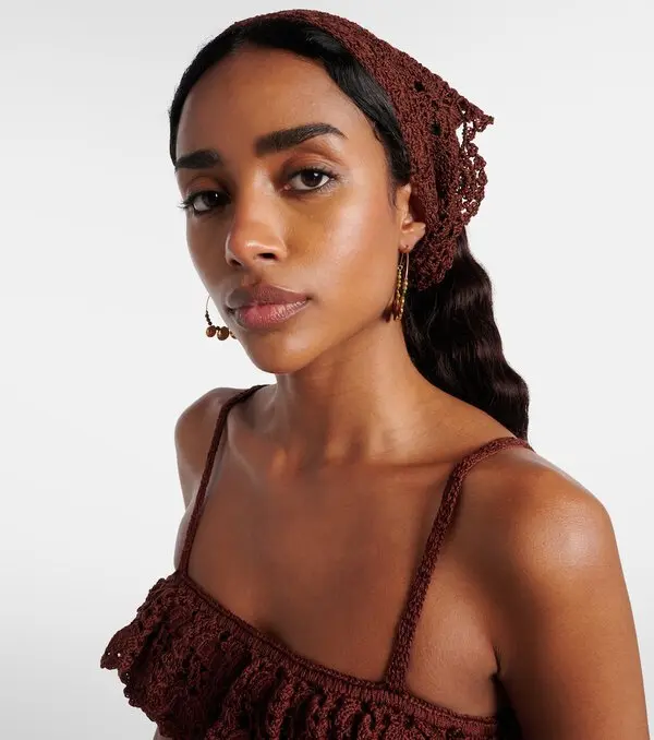Anna Kosturova Crochet Cotton Scarf - Brown
