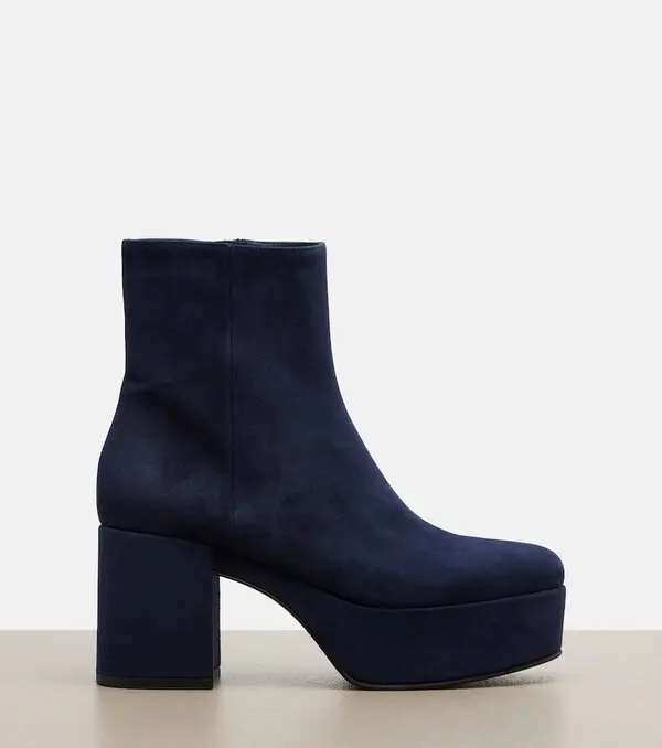 GIANVITO ROSSI Suede Platform Ankle Boots - Blue