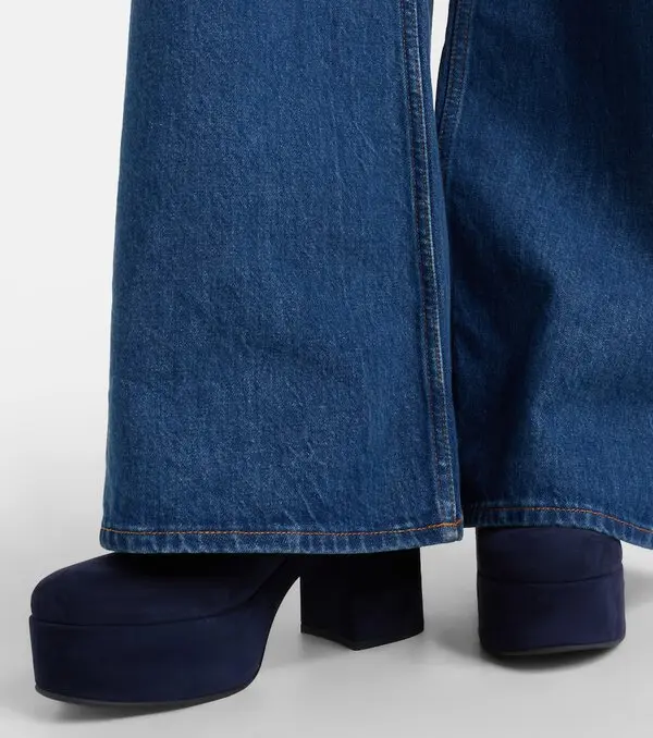 GIANVITO ROSSI Suede Platform Ankle Boots - Blue