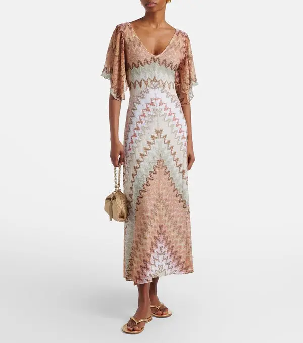 Missoni Lame" V-neck Midi Dress