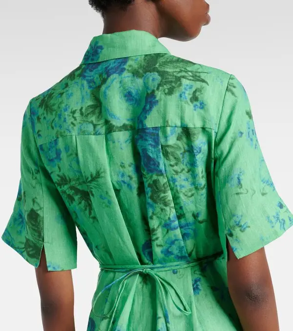 Erdem Floral Linen Shirt Dress