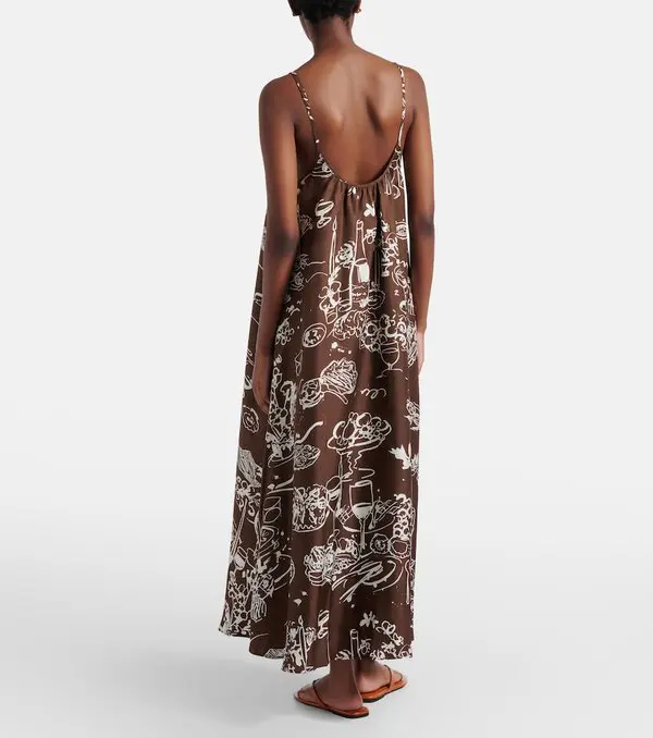 Asceno Napoli Printed Silk Twill Maxi Dress