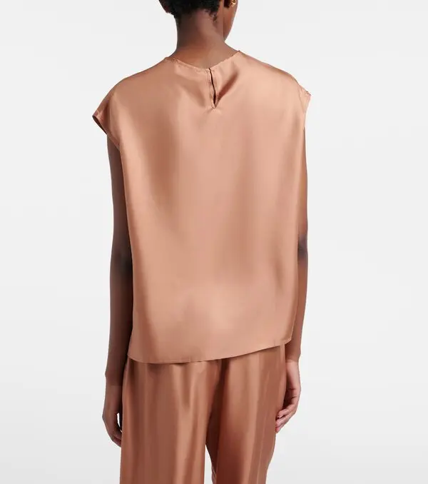Asceno Dasha Silk Twill Top - Brown