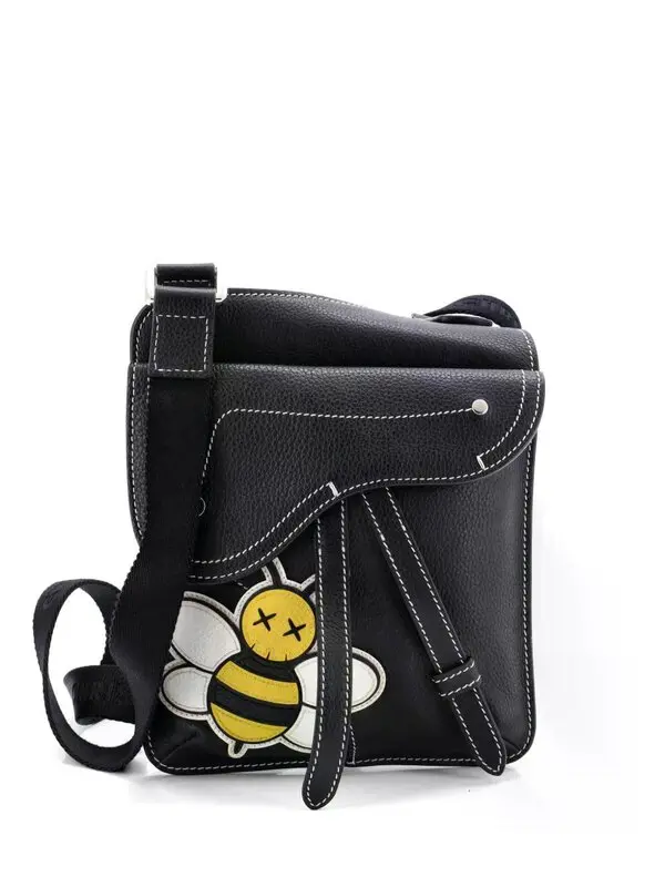 Dior Kaws Saddle Flat Messenger Bag - Black