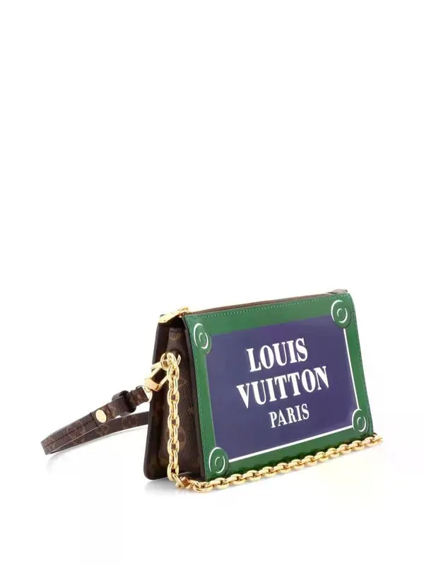 LOUIS VUITTON Parisian Street Sign Printed Leather And Monogram Canvas Shoulder Bag