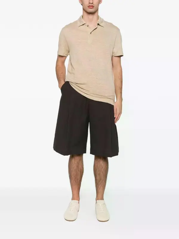 Sandro Linen Polo Shirt - Neutrals