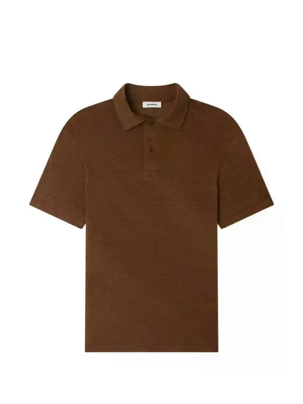 Sandro Linen Polo Shirt - Brown