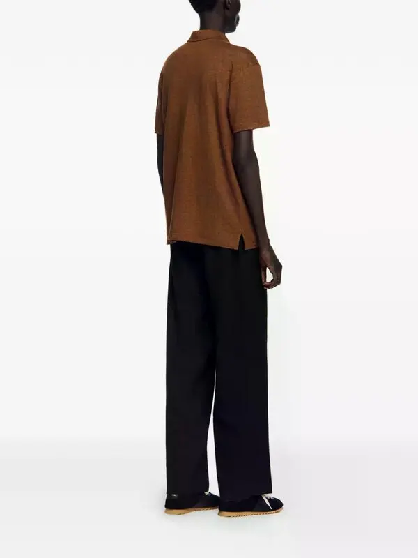 Sandro Linen Polo Shirt - Brown